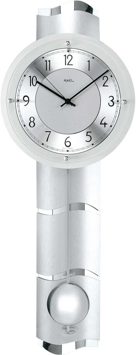Radio-controlled wall clock chrome-colored very modern look - AMS Mod