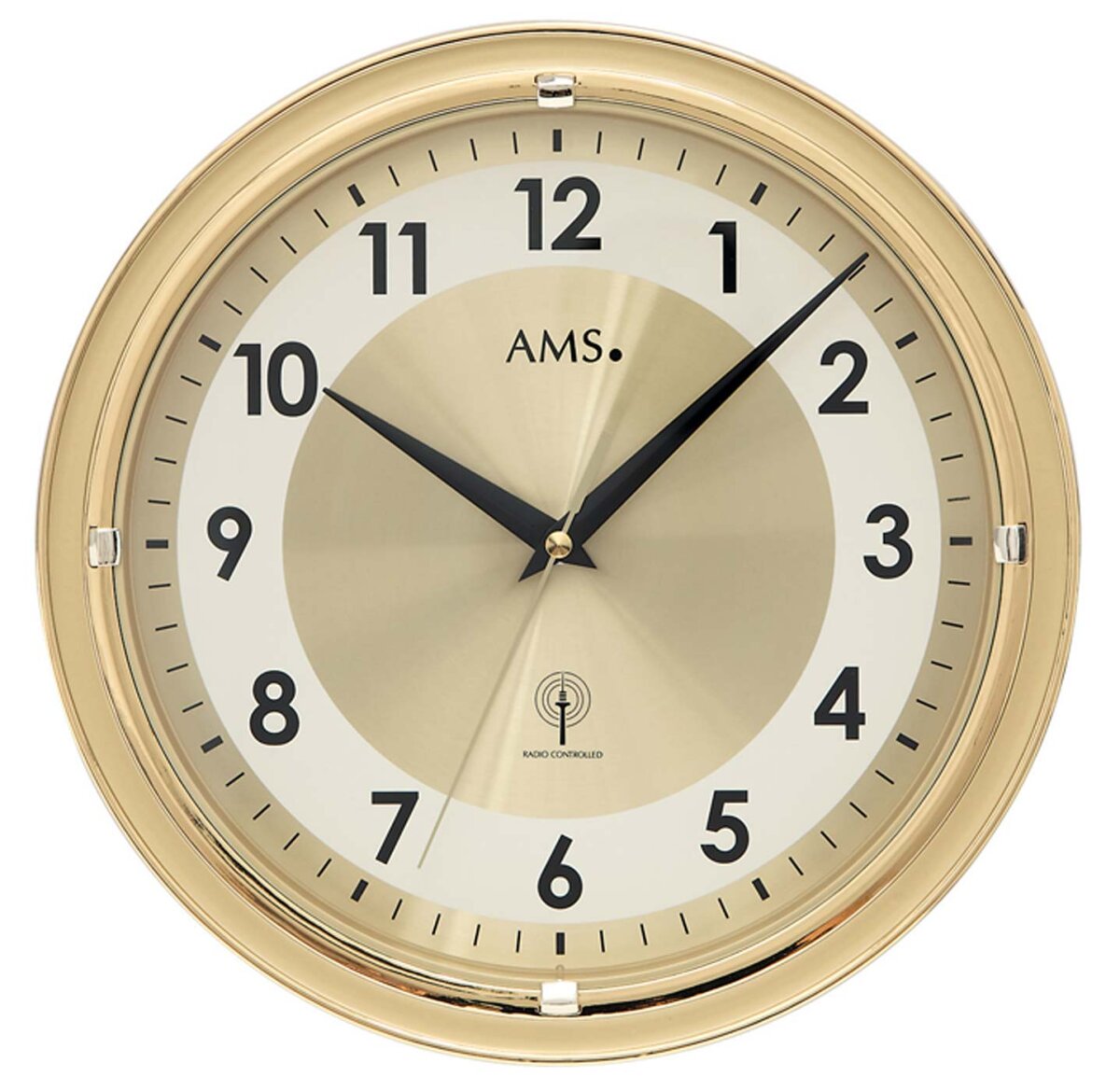 Radio-controlled wall clock gold look - AMS Model: 5946 - Buy wall cl