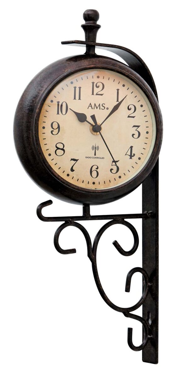 Classic radio-controlled wall clock temperature display - AMS Model: