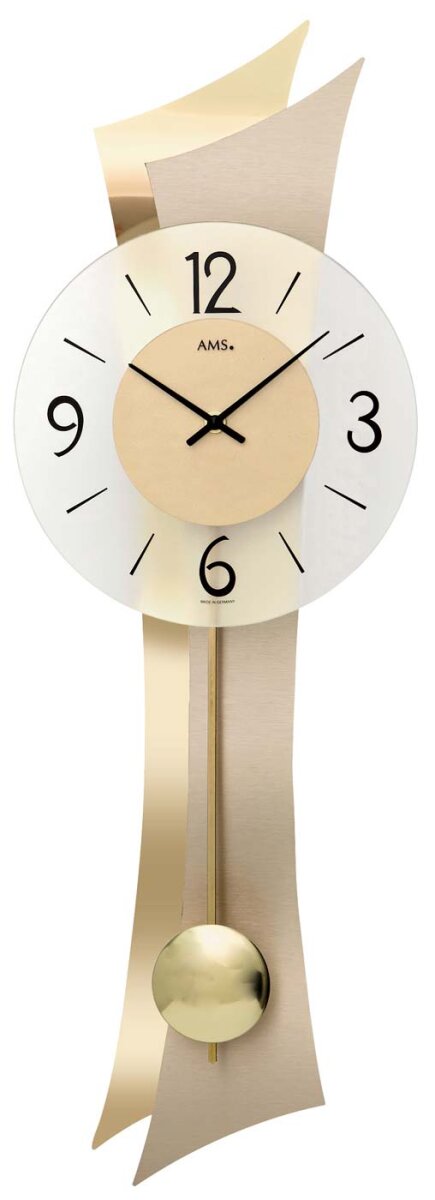 Modern pendulum clock glass dial - AMS Model: 7427 - Buy wall clocks