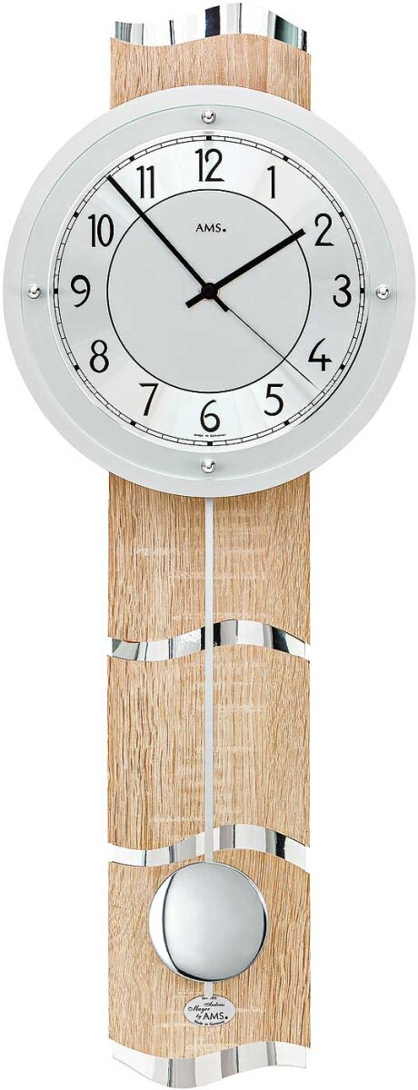 Wall clock radio pendulum clock aluminum dial - AMS Model: 5214 - Buy