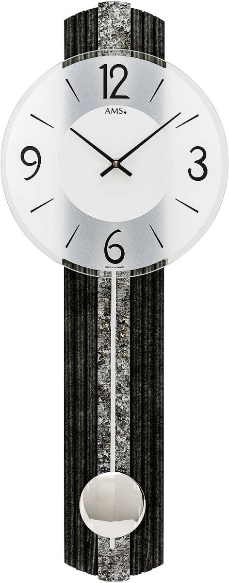 Modern pendulum clock with metallic overlay - AMS Model: 7486 - Buy w