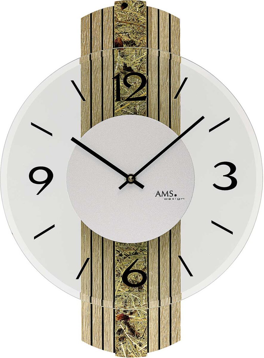 Modern wall clock with alpine hay overlay - AMS Model: 9674 - Buy wal