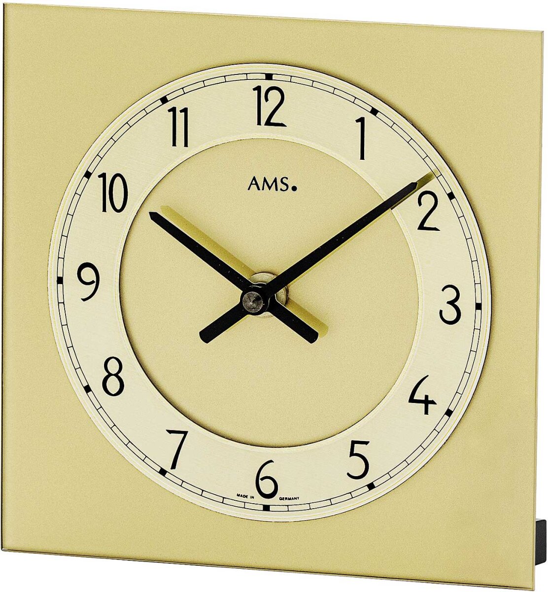 Modern table clock made of mineral glass, brass - AMS Model: 1249 - B