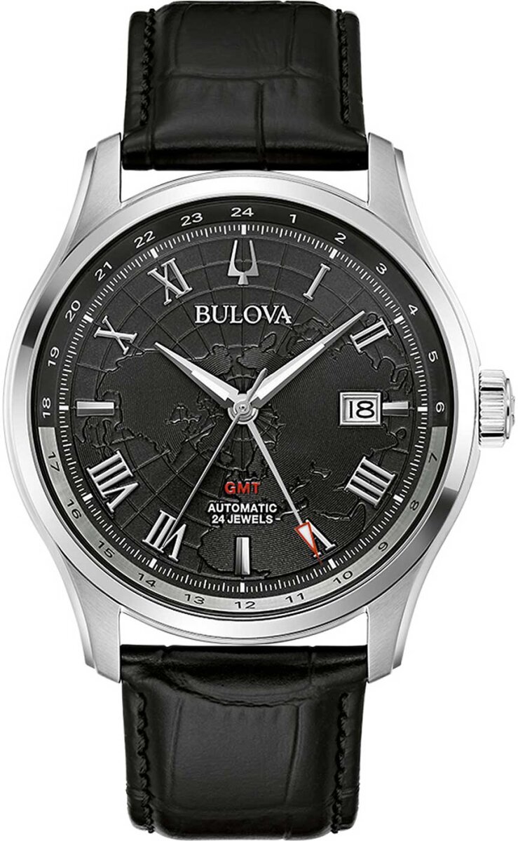Men's watch, date, leather strap - Bulova Model: 96B387 - Buy wall cl